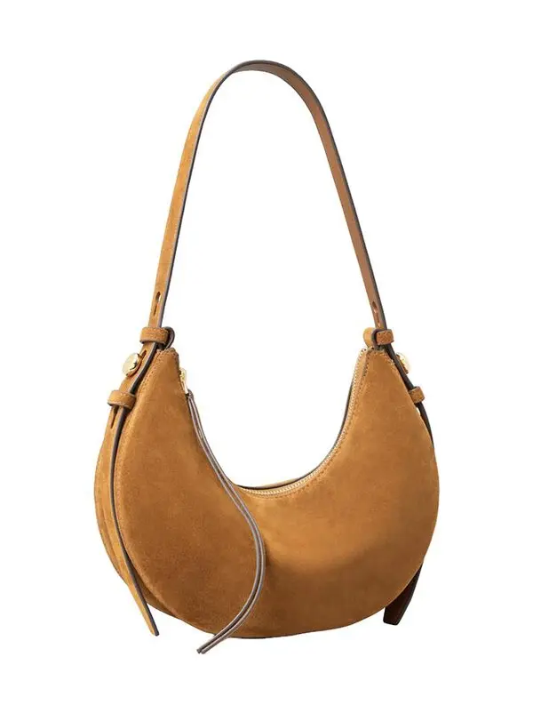 Tory Burch Romy Suede Half Moon Bag - Caramel