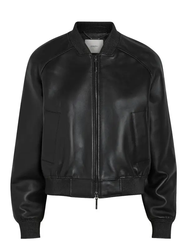 JOSEPH Leather Bomber Jacket - Black