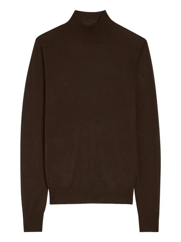 JOSEPH Cashmere Mock-neck Top - Brown