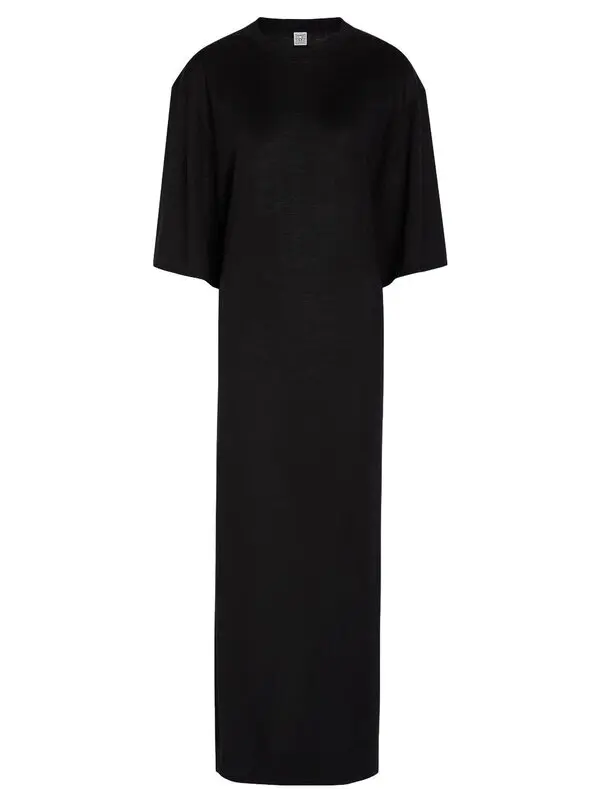 TOTEME Fine-knit Wool Maxi Tee Dress - Black