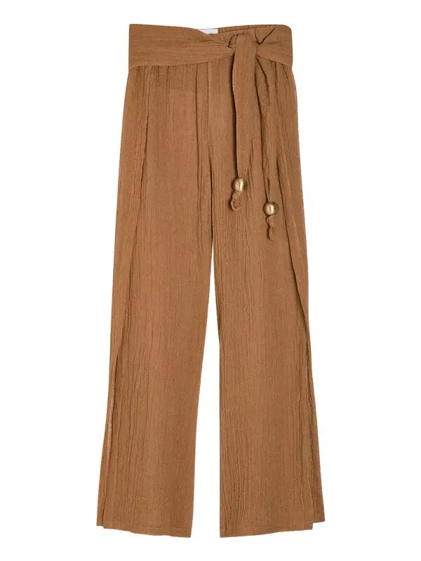 Lisa Marie Fernandez Open Side Linen-blend Trousers - Light Brown