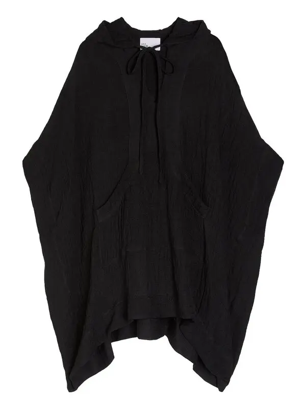 Lisa Marie Fernandez Hooded Linen-blend Beach Poncho - Black