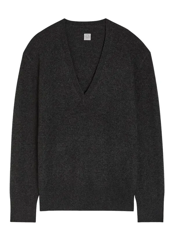 TOTEME V-neck Cashmere Jumper - Charcoal