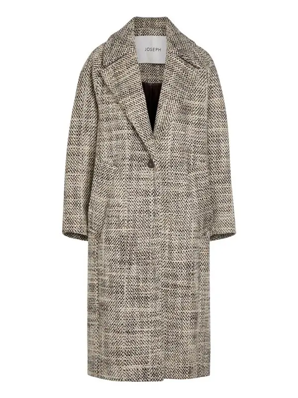 JOSEPH Florent Crosshatch Wool-blend Coat - Brown