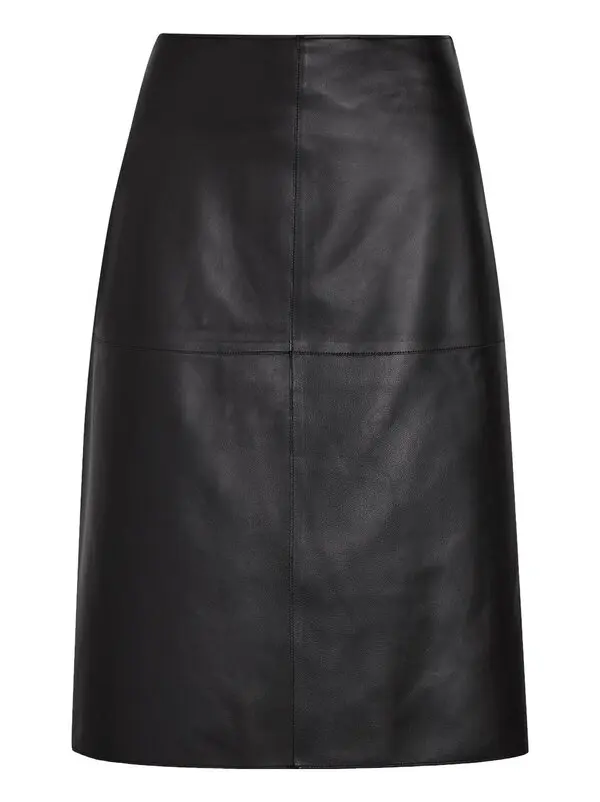 JOSEPH Niven Panelled Leather Midi Skirt - Black