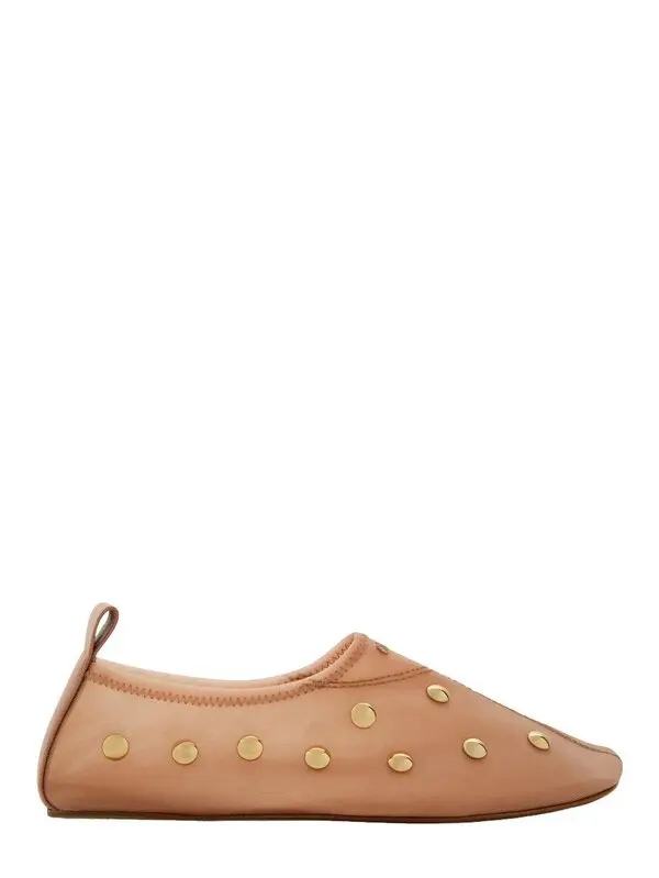 Chloé Rita Stud-embellished Mesh Ballet Flats - Nude