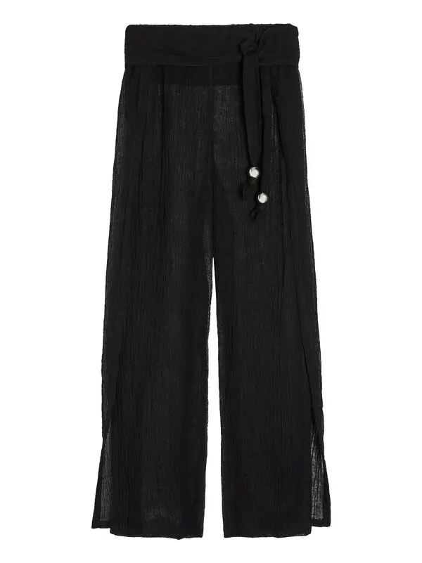 Lisa Marie Fernandez Open Side Linen-blend Trousers - Black