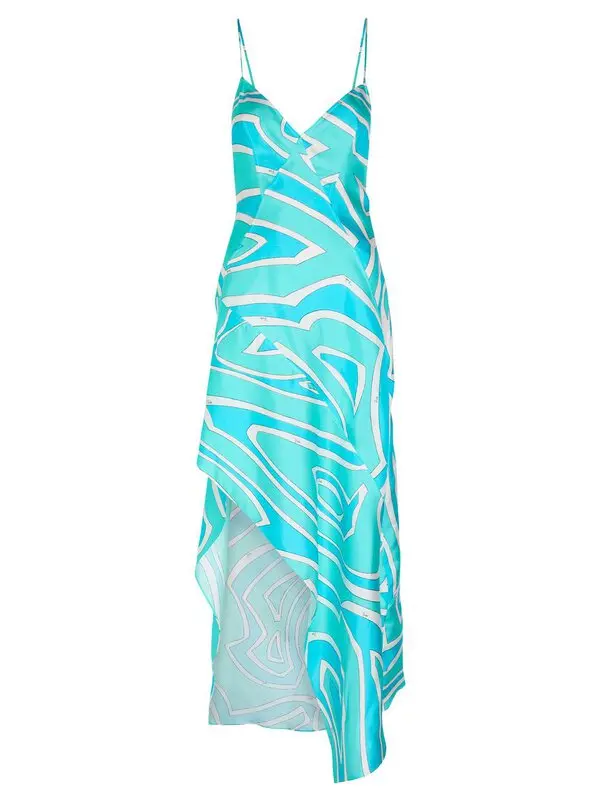 Emilio Pucci Printed Silk-twill Midi Dress - Turquoise
