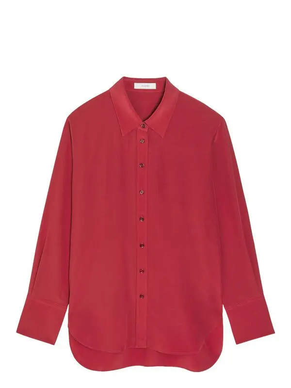 JOSEPH Silk Button-down Blouse - Dark Pink