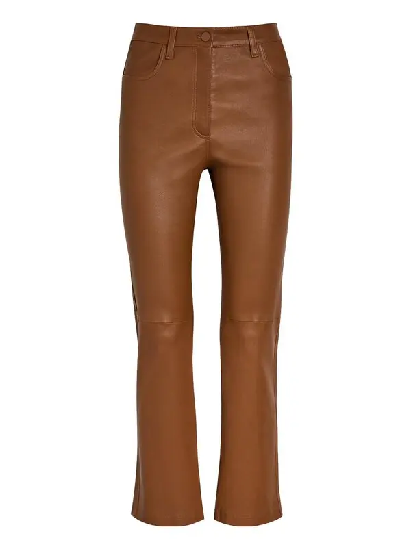JOSEPH Duke Straight-leg Leather Trousers - Rust