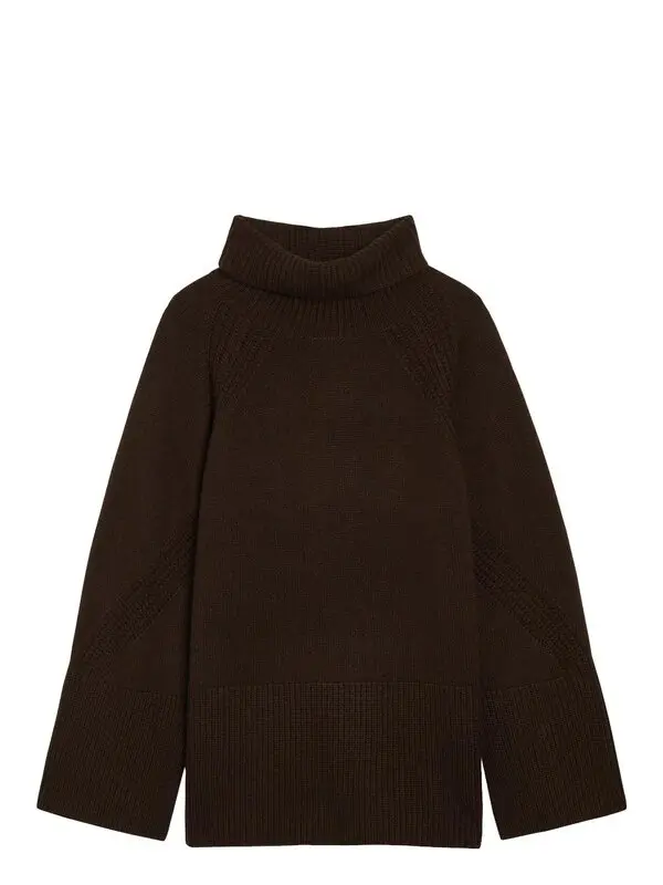 JOSEPH Lotus Roll-neck Cashmere Jumper - Brown