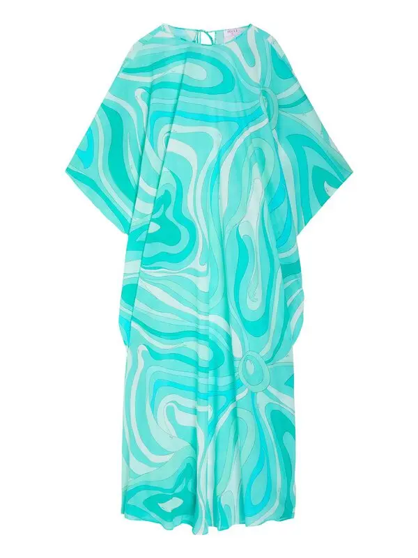 Emilio Pucci Printed Cotton Kaftan - Turquoise