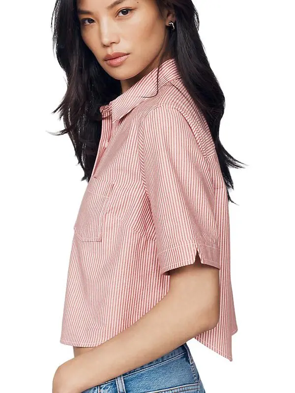 Maeve Merritt Cropped Button-down Shirt - Pink Pattern