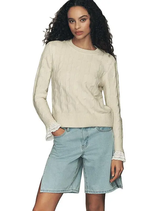 Sanctuary Crew-neck Ruffled Sweater - Ivory