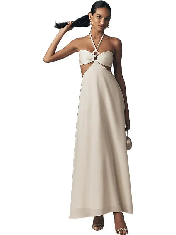 BAOBAB Yvon Halter Cut-out Maxi Dress - Ivory