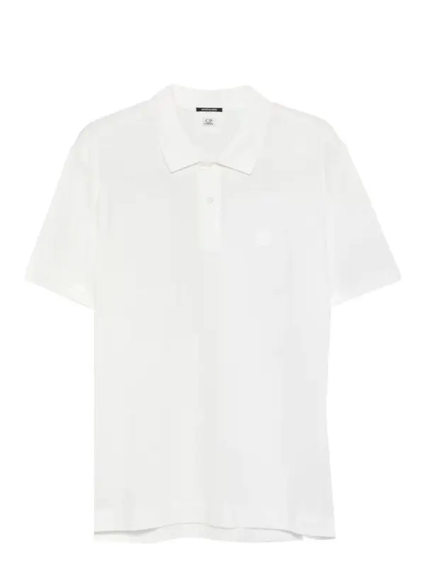 C.P. COMPANY Short-sleeve Logo-patch Polo Shirt - White