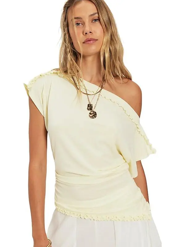 Free People Riley Off-the-shoulder Knit Top - Pear Sorbet
