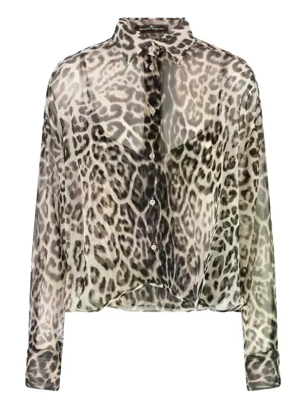 Ermanno Scervino Animal-print Long-sleeve Shirt - Neutrals