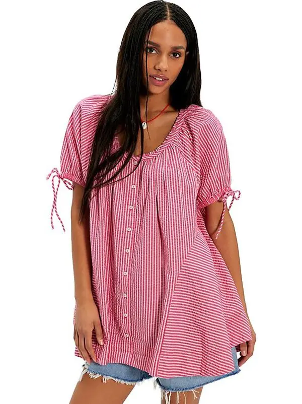 Free People Farley Striped Tunic - Berry Combo