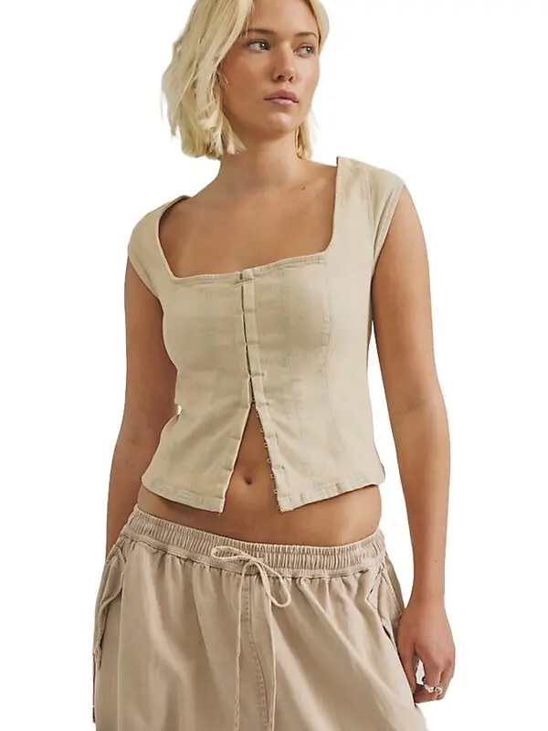 Free People Marilyn Denim Corset - Tofu