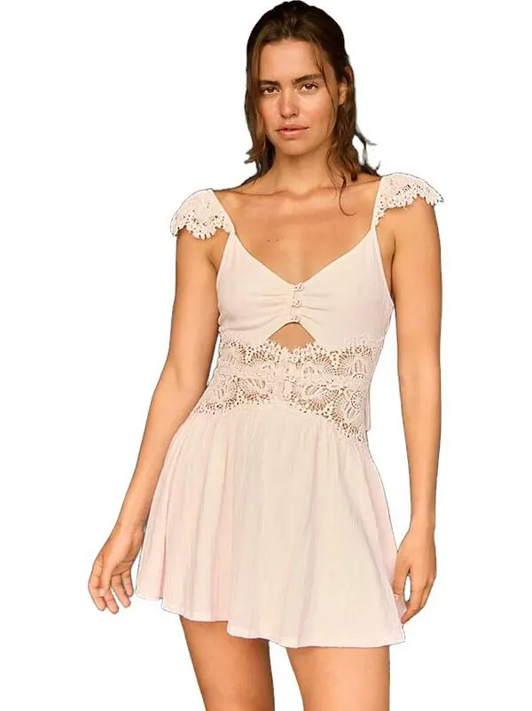 Free People Norla Cotton Mini Dress - Pink Chalk