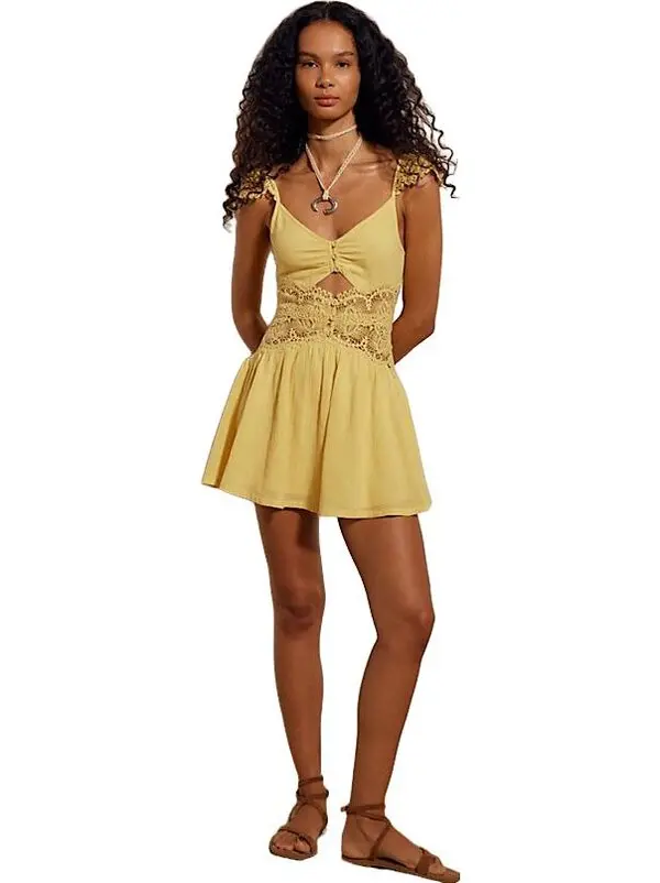 Free People Norla Cotton Mini Dress - Solar Lemon