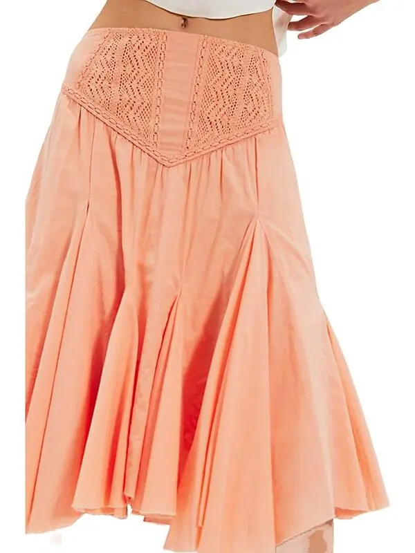 Free People Fp One Frida Godet Midi Skirt - Peachie Pie