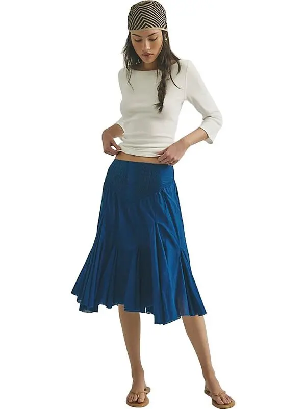 Free People Fp One Frida Godet Midi Skirt - Poseidon