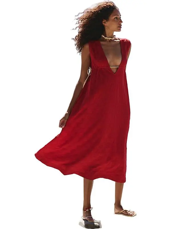Free People Tidebreaker Midi Dress - Tropic Red