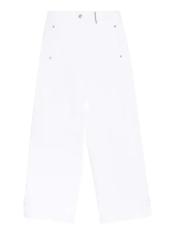 PANICALE Button Detail Cropped Jeans - White