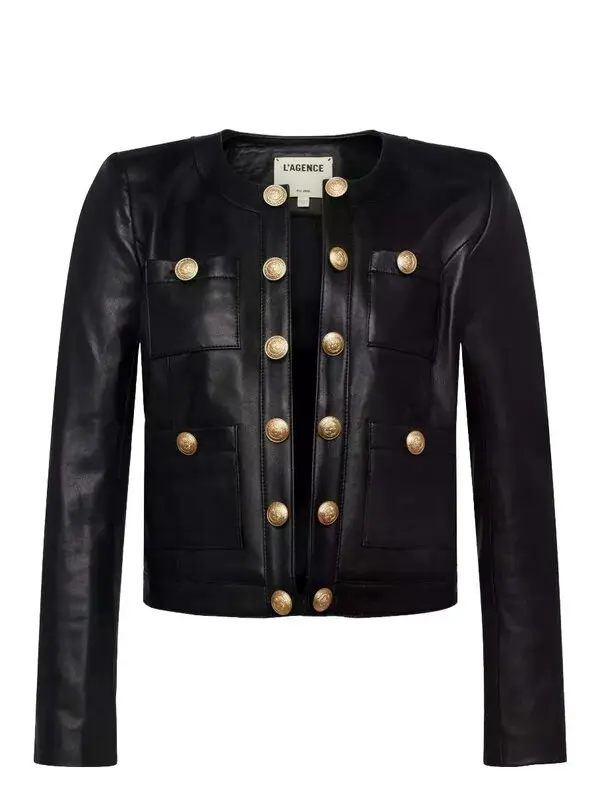 L'Agence Buttoned Patch-pocket Jacket - Black