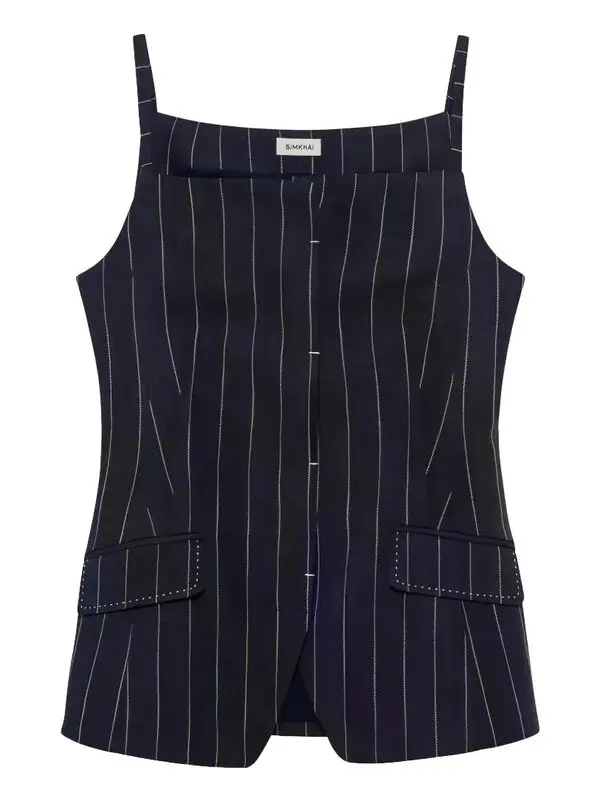 Simkhai Striped Sleeveless Blouse - Blue