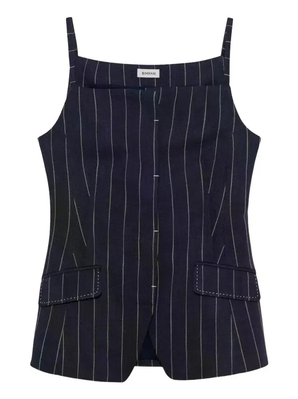Simkhai Striped Sleeveless Blouse - Blue