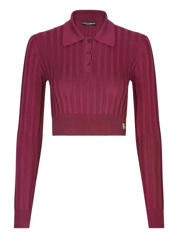 Dolce & Gabbana Logo-plaque Ribbed Top - Pink