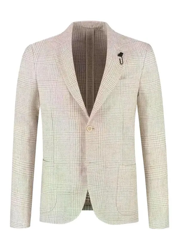 LARDINI Buttoned Checked Blazer - Neutrals