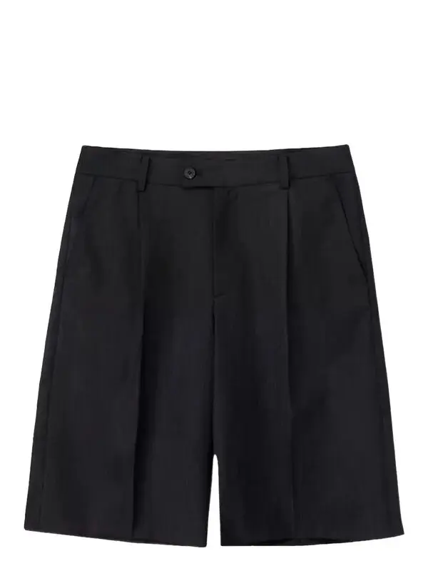 DUNST Pleated Bermuda Shorts - Black
