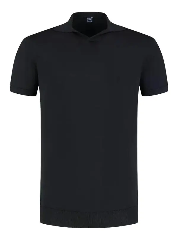 Fedeli Short-sleeve Polo-collar T-shirt - Black
