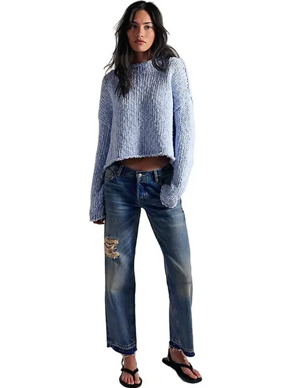 Free People We The Free Up All Hours Slim Jeans - Blue Delphinium