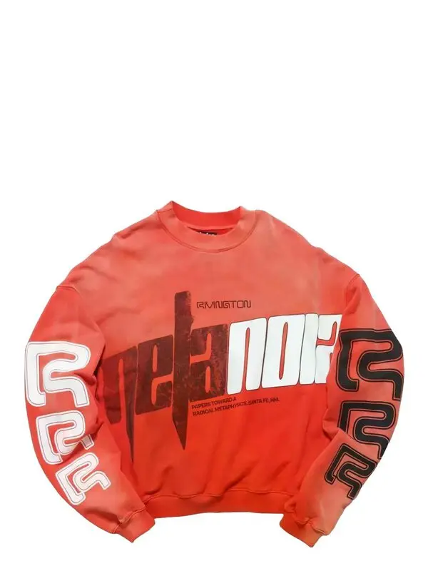 RRR123 Graphic Print Crewneck Sweater - Red