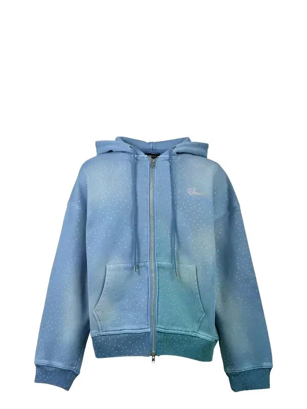 BREATH Zip Embellished Hoodie - Blue