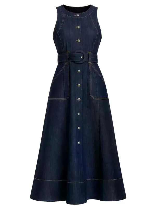 Cinq À Sept Belted A-line Dress - Blue