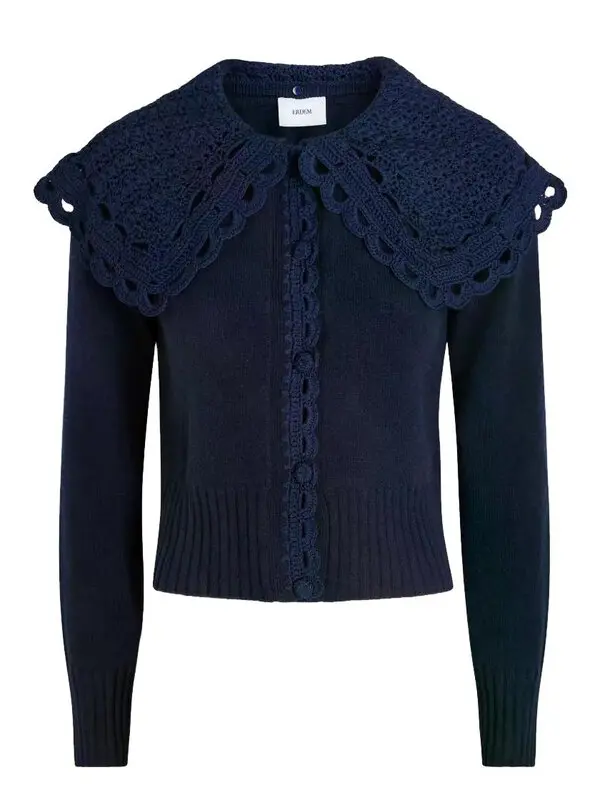 Erdem Crocheted Collar Cardigan - Blue