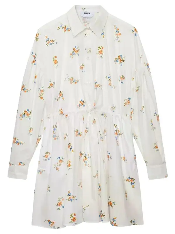 MSGM Floral-print Mini Dress - White
