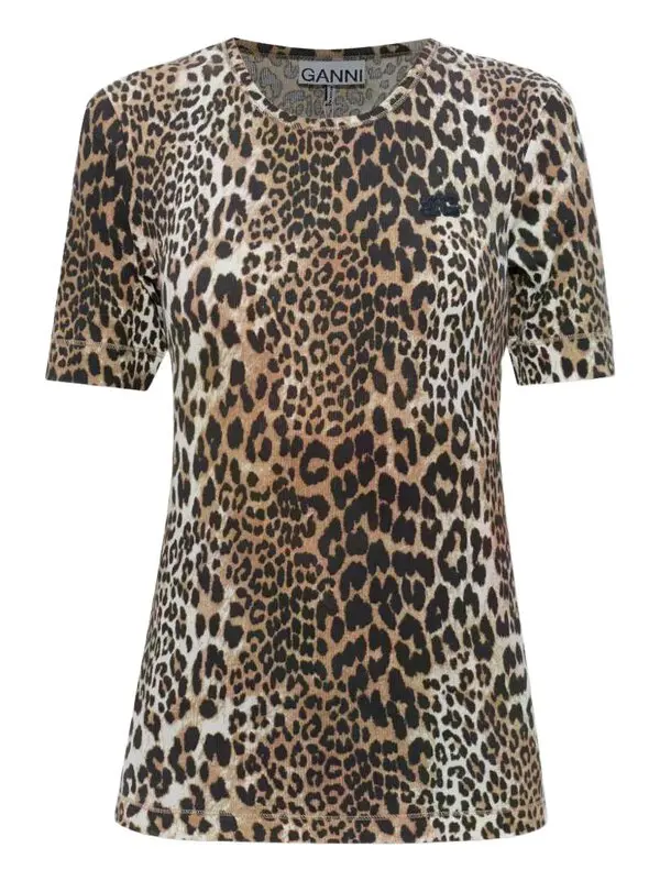 GANNI Leopard-print T-shirt - Neutrals