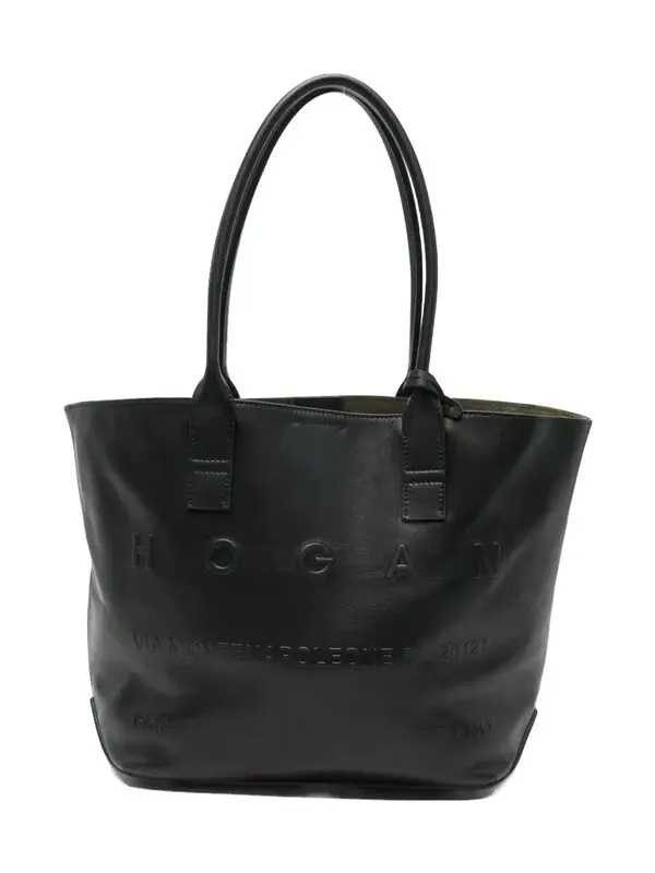 Hogan Address Embossed Tote Bag - Black
