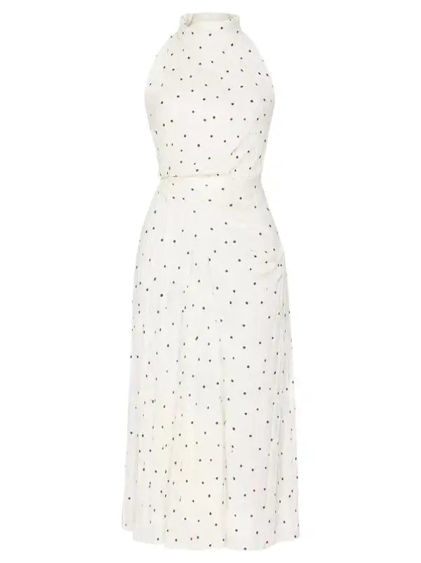 A.L.C. Halterneck Pleated Simona Dress - White