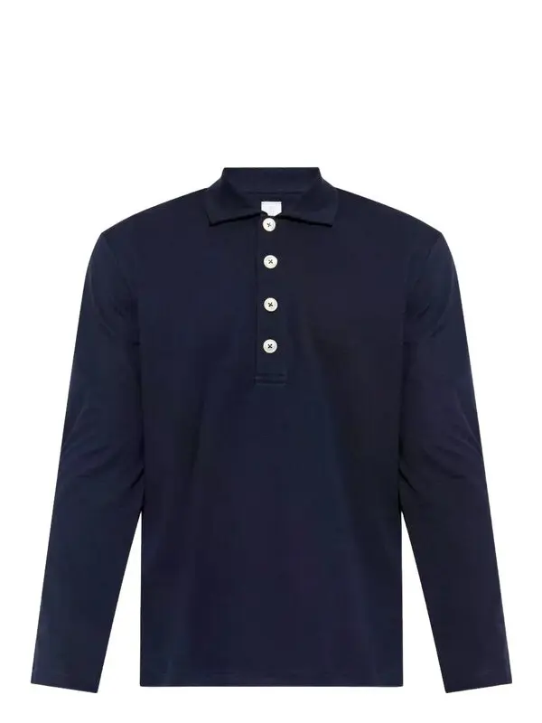 Eleventy Buttoned Long-sleeve Polo Shirt - Blue