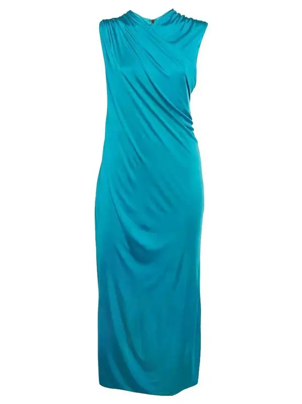 Versace Ruched Midi Dress - Blue