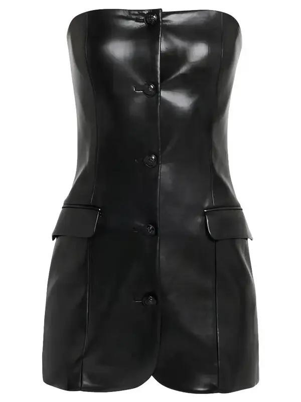 Alice + Olivia Madison Button Strapless Mini Dress - Black