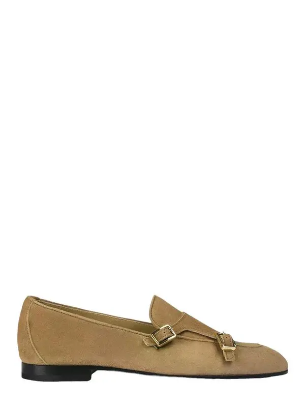 DOUCAL'S Teddy Suede Double-buckle Loafers - Neutrals